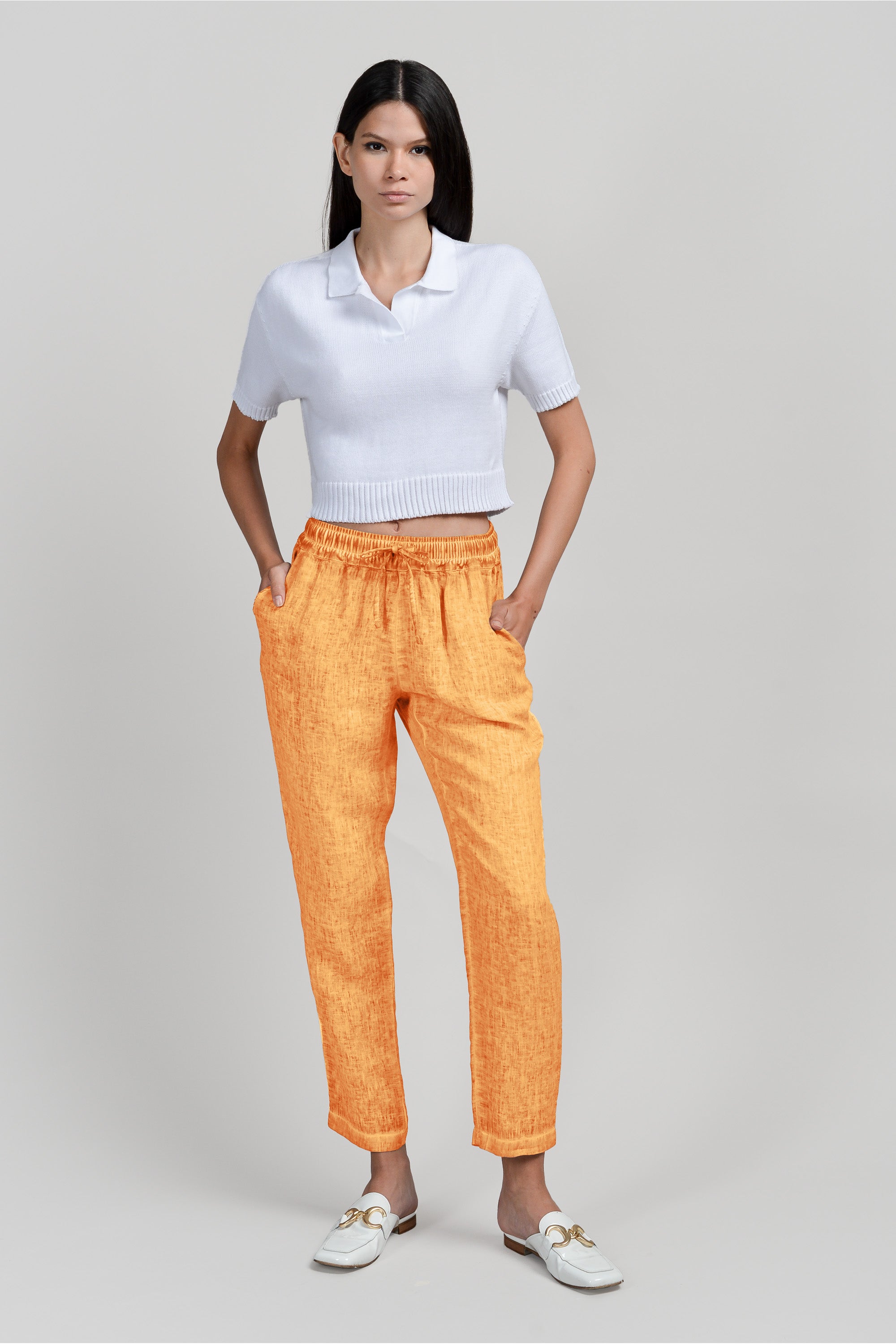 Women's Linen Slacks Apricot | Ploumanac'h