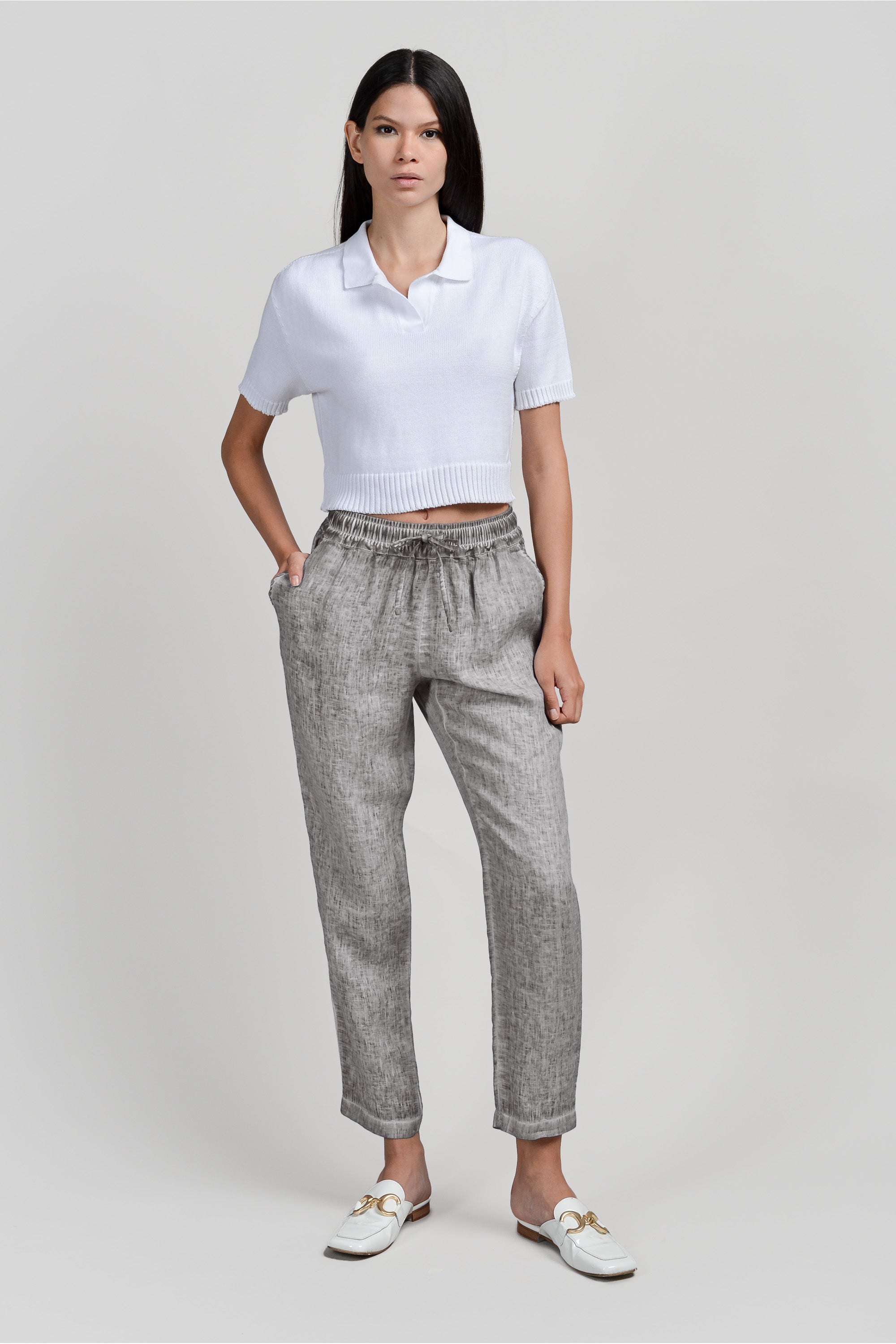 Women's Linen Slacks Steel | Ploumanac'h
