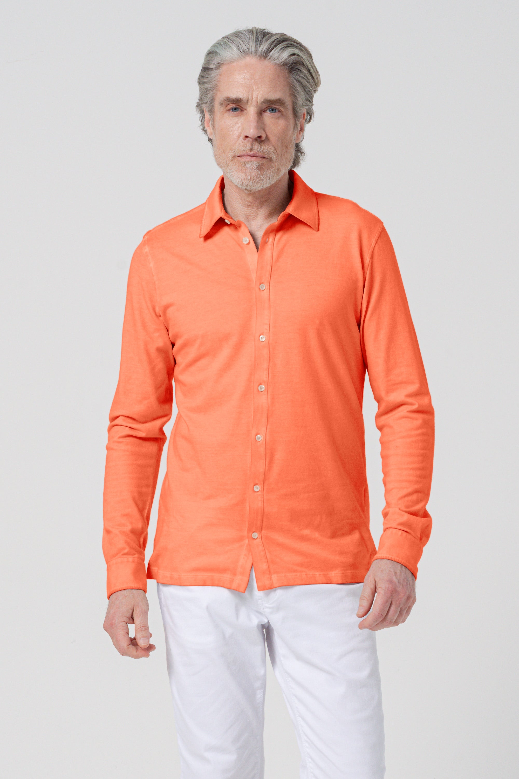 Pique Shirt Slim in Papaya Orange | Ploumanac’h