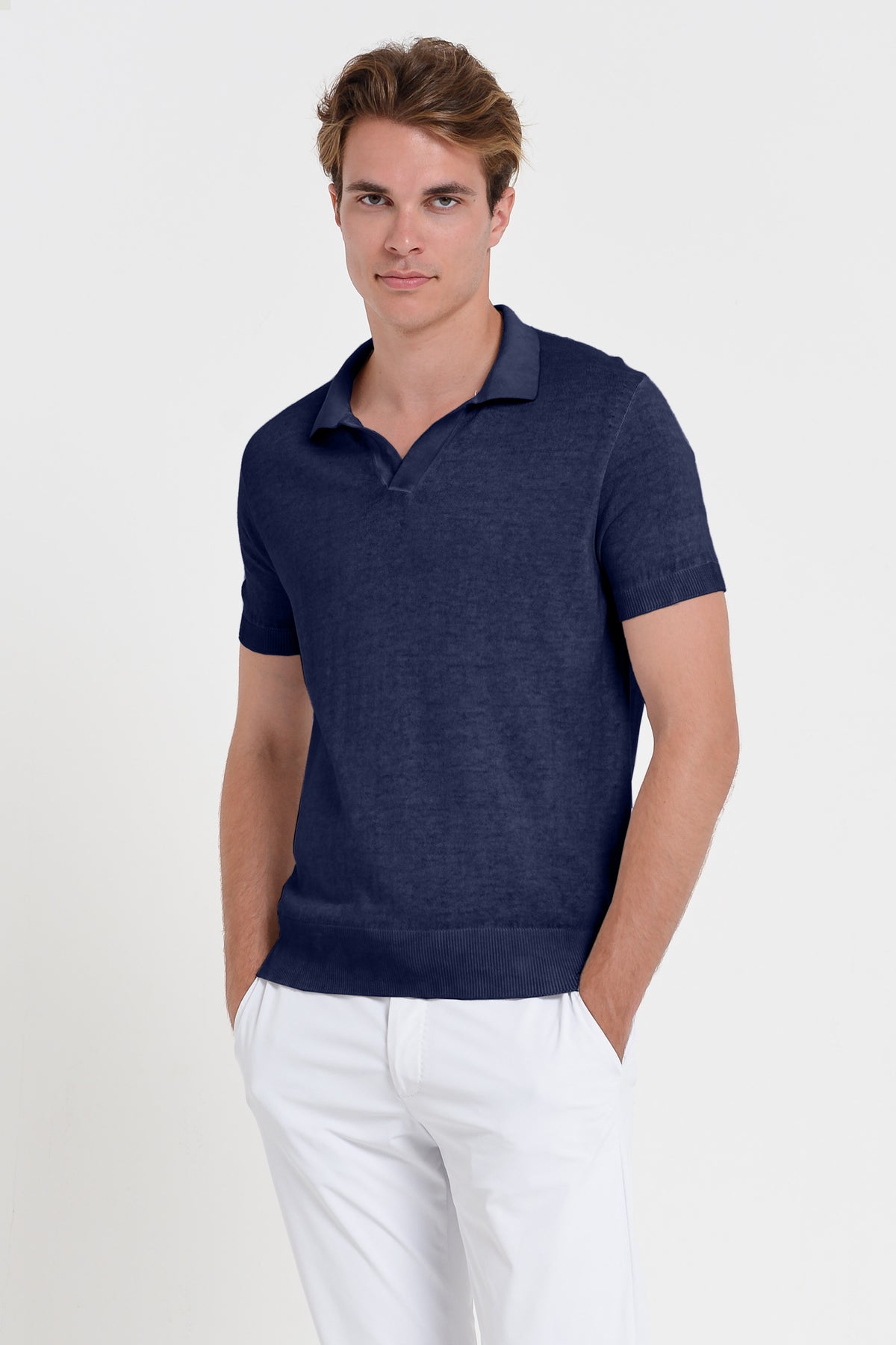 Navy Nico Knit Polo Shirt | Ploumanac'h