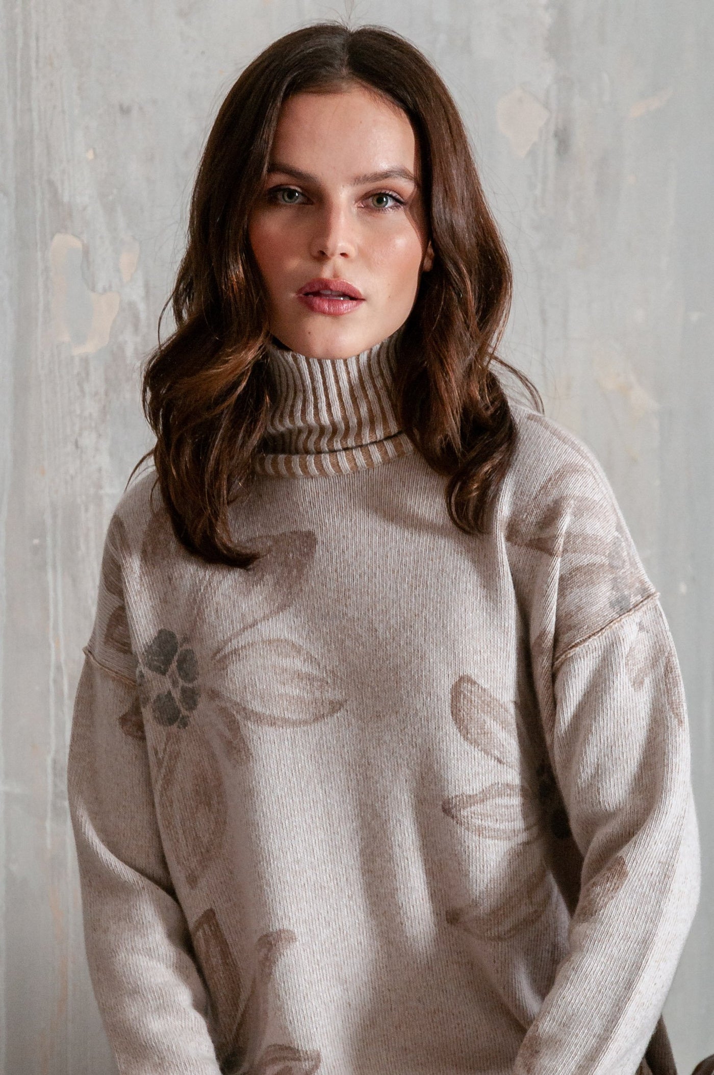 Bothy Edel Wood - Hand-Painted Plated Turtleneck Sweater