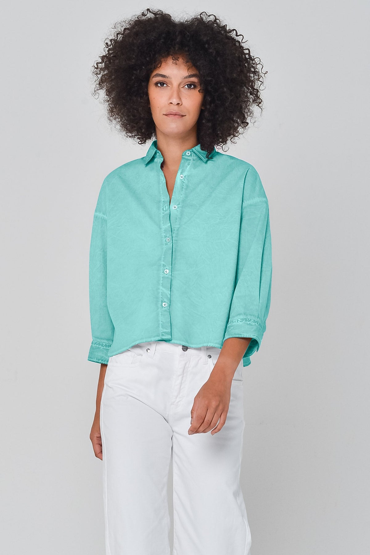 Crop Poplin Shirt Water | Ploumanac'h