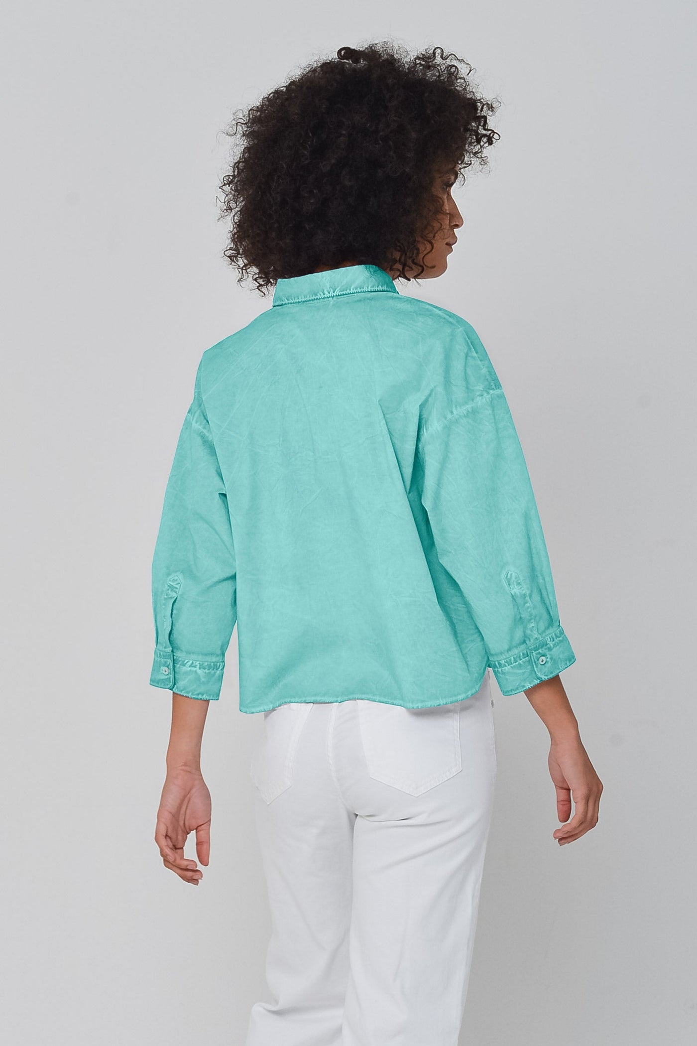 Crop Poplin Shirt Water | Ploumanac'h